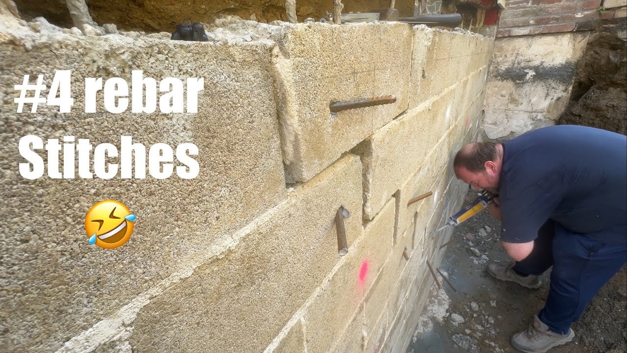 Step crack stitching foundation block wall! - YouTube
