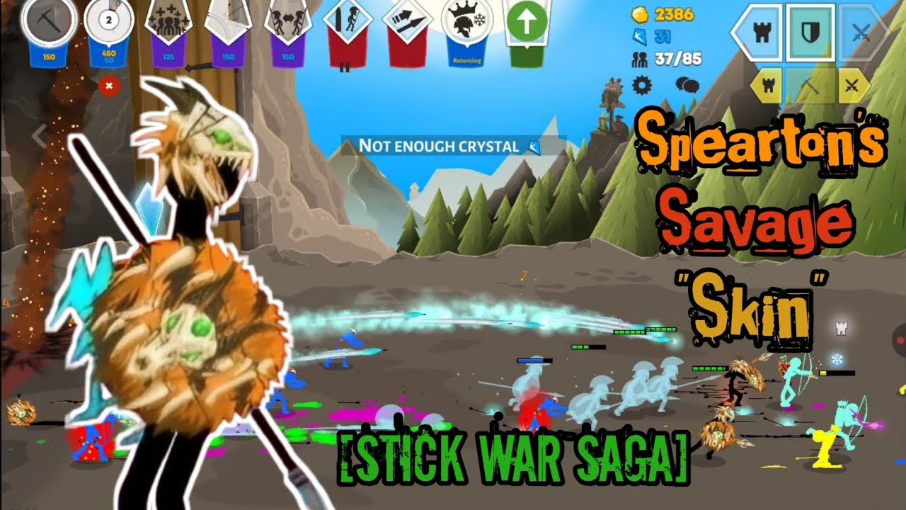 My new spearton's "Savage" skin in [Stick War Saga] 'Let's make a match ...