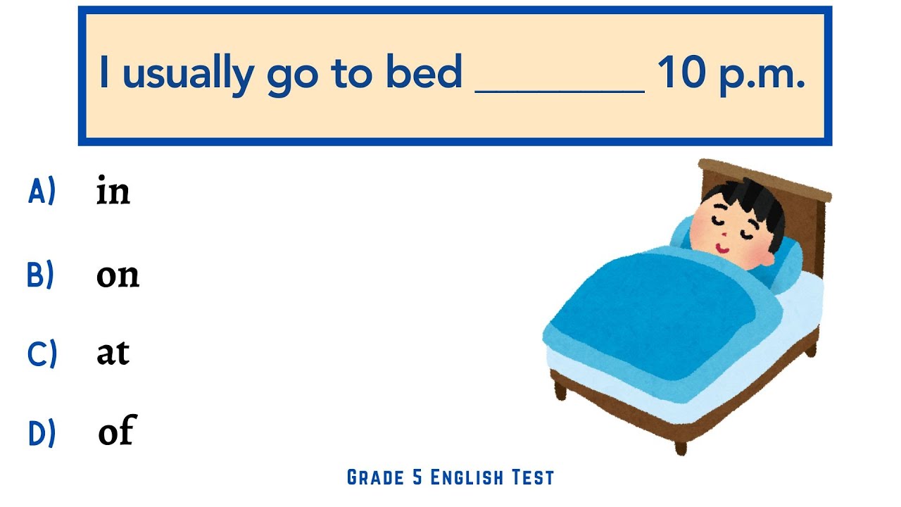 Grade 5 English Test | 20 Grammar & Vocabulary Questions | English ...
