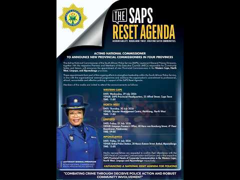 ACTING NATIONAL COMMISSIONER OF THE SAPS TO ANNOUNCE NEW PROVINCIAL COMMISSIONER IN MPUMALANGA