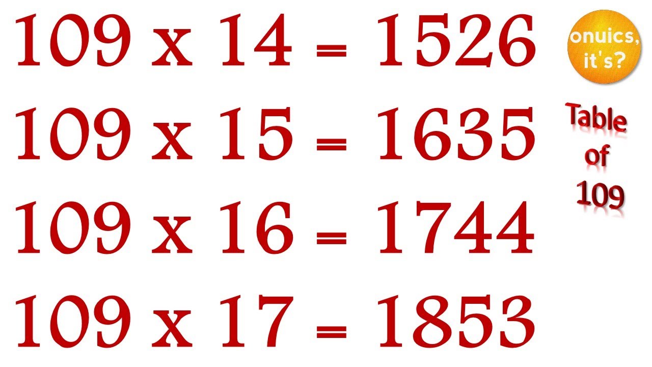 Table of 109 | Pahada 109 ka | multiplication se | पहाड़ा १०९ का - YouTube