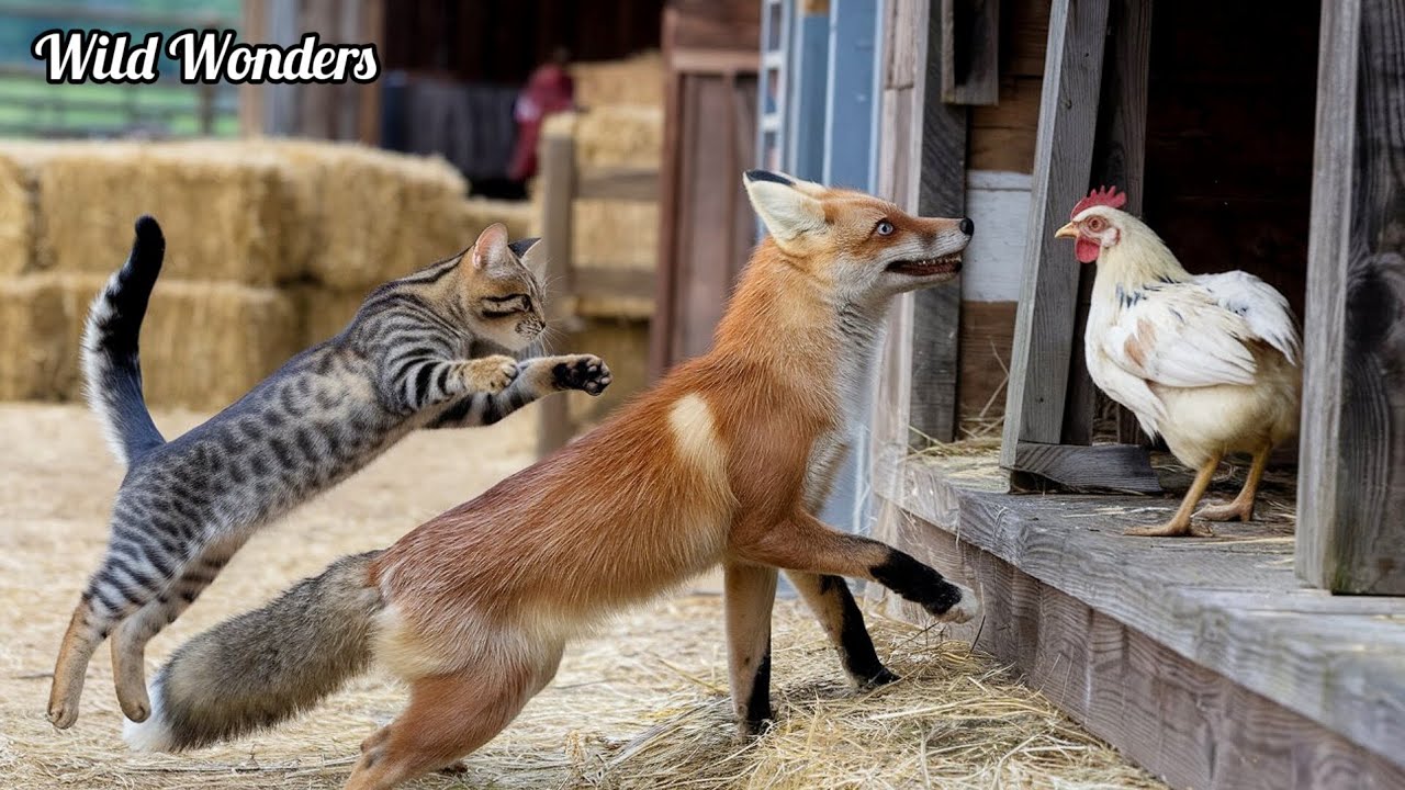 This Cat Attacked Fox to save a Chicken..Hero Cat ! - YouTube