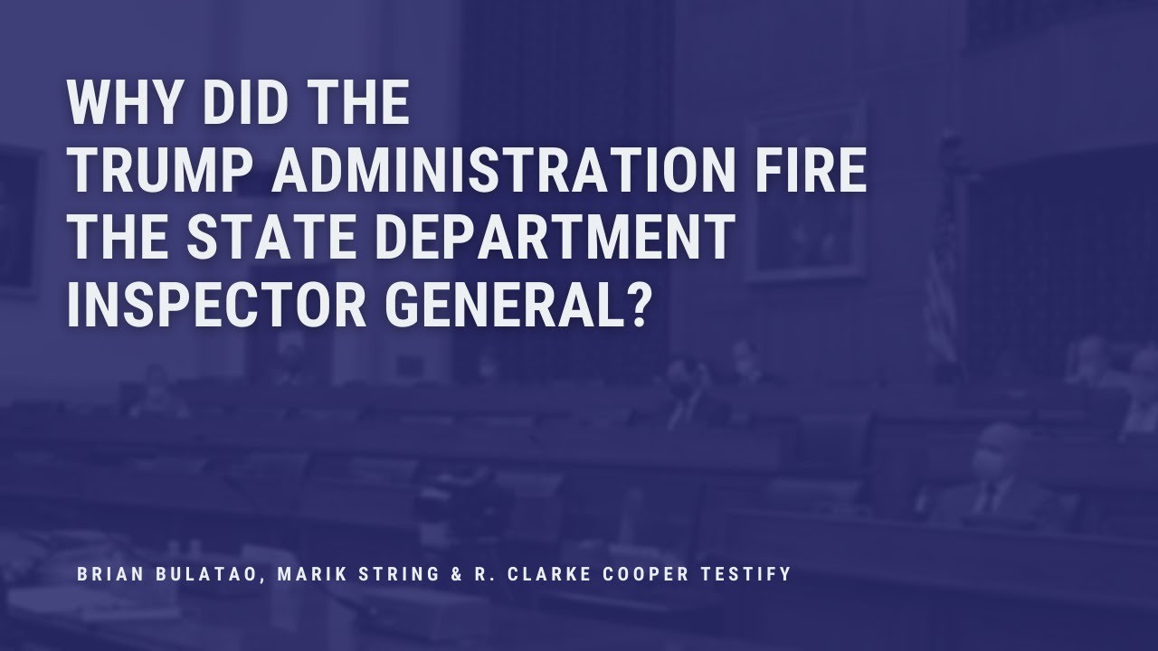 Engel Remarks at Hearing of Firing the State Department Inspector ...