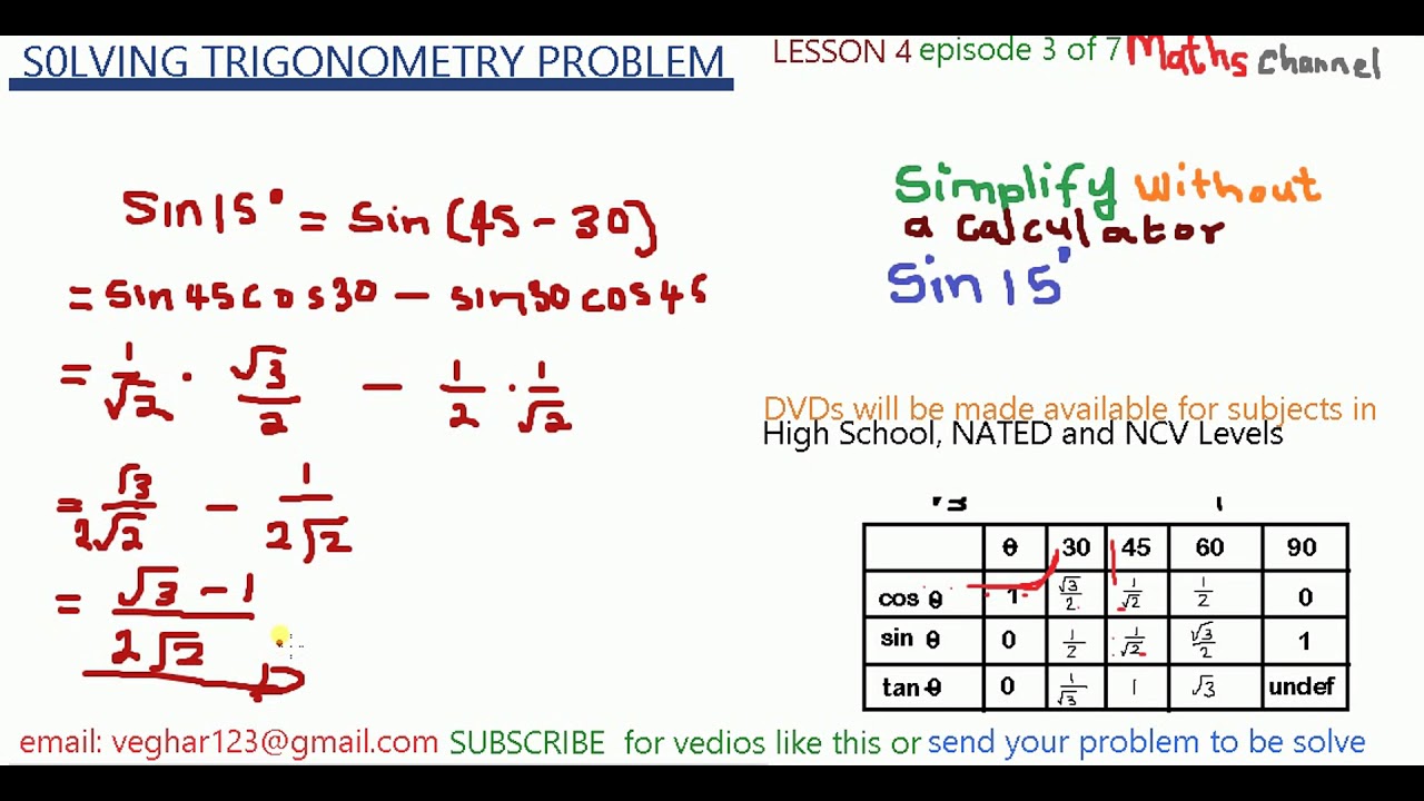 How to simplify sin(15) without the use of calculator - YouTube
