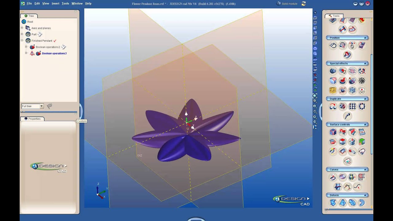 Flower Pendant - 3DESIGN Jewelry CAD 6 - YouTube