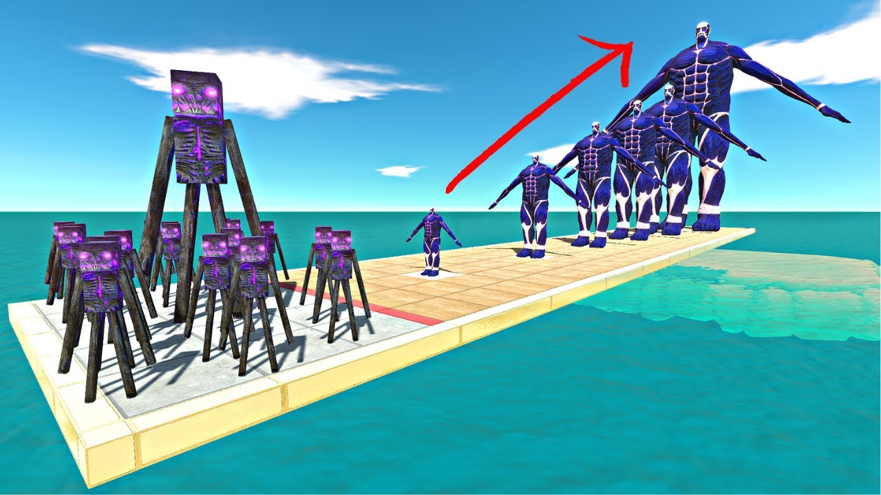 Enderman Team vs 7 Levels of Ice Colossal Titan - Animal Revolt Battle ...
