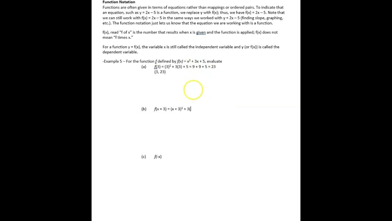 Function Notation Youtube