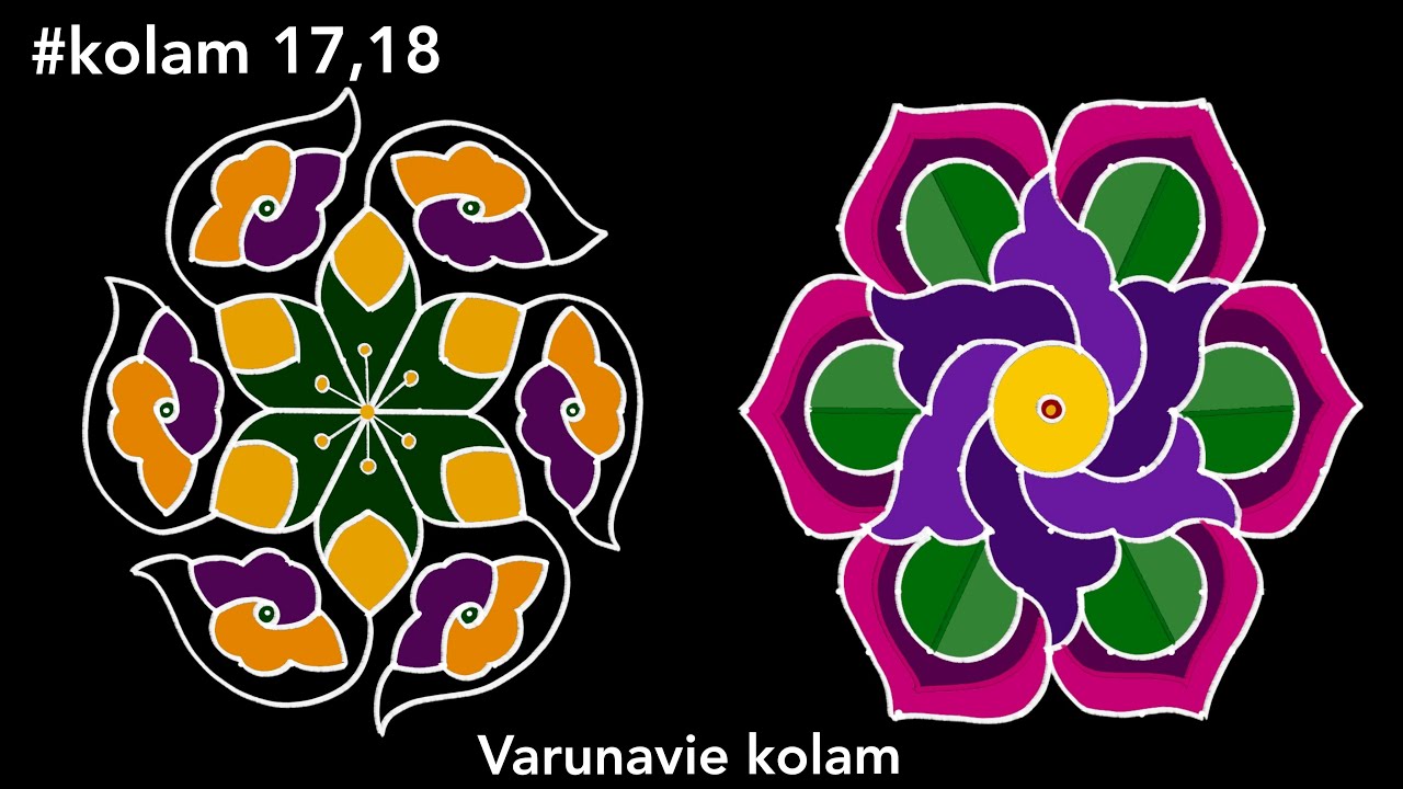 Colourful kolam for festivals 😇 Easy step by step kolam - YouTube