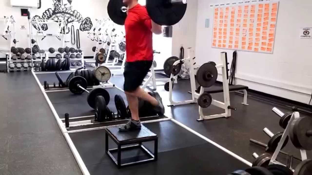 Barbell Step up with knee drive - YouTube