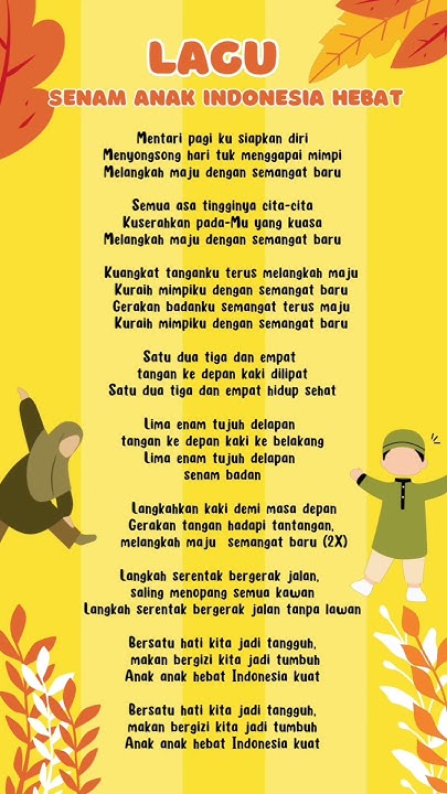 Lirik lagu senam anak Indonesia hebat - YouTube