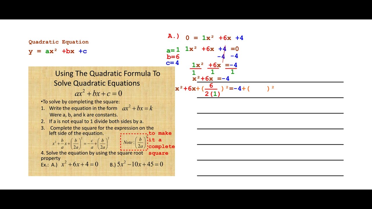 Completing The Square Quadratic Formula - YouTube