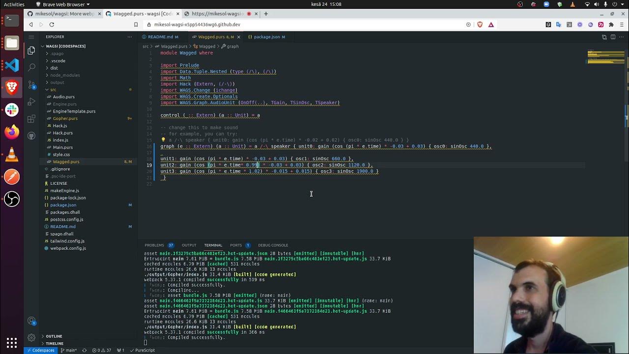 purescript-wags in GitHub Codespaces - YouTube