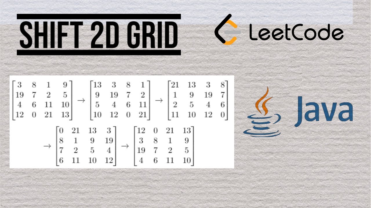 Shift 2d Grid Leetcode Java Coding Intervewquestions Dsa 2darray 2853