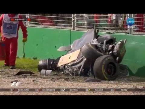 F1 Alonso & Gutierrez crash in Melbourne GP 2016 - YouTube