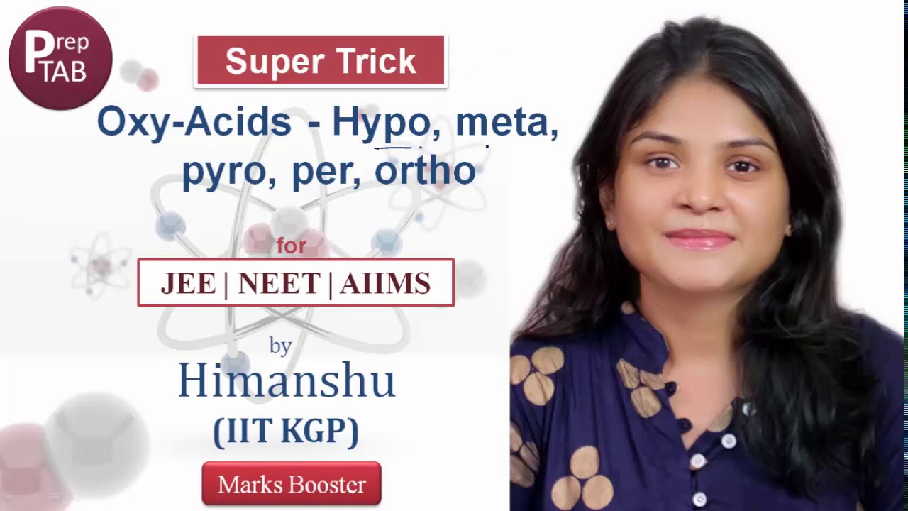 Oxy Acids - Ortho, Meta, Pyro, Hypo, per prefix | Inorganic Chemistry ...