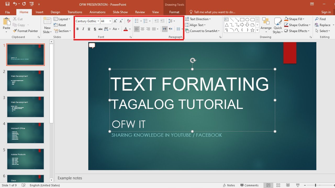 Text Formatting in PowerPoint Tagalog Tutorial - YouTube