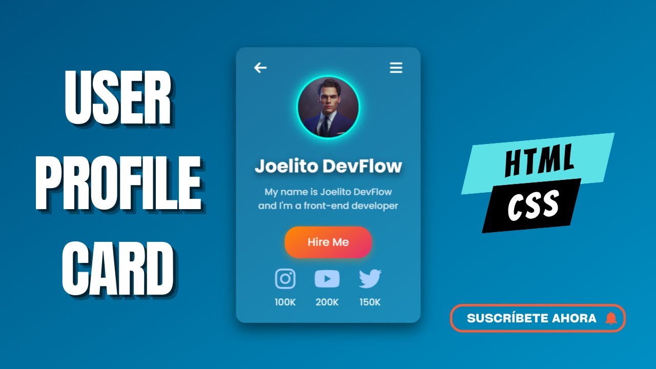 Diseña una Tarjeta de Perfil Interactiva con Efectos Impactantes | HTML ...