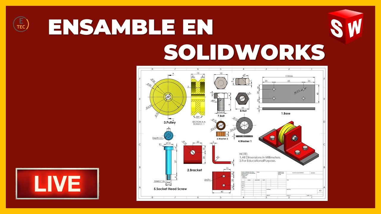 Diseño de Ensamble en Solidworks #solidworks - YouTube