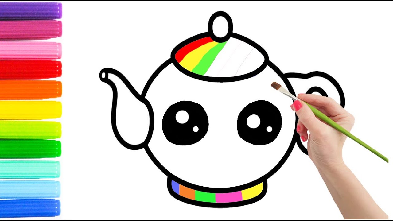 let's Learn HowTo Draw Cute Teapot For Kids | Coloring Teapot easy l ...