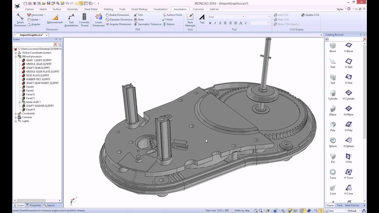 Import Graphical Representation and Dimension in IronCAD - YouTube