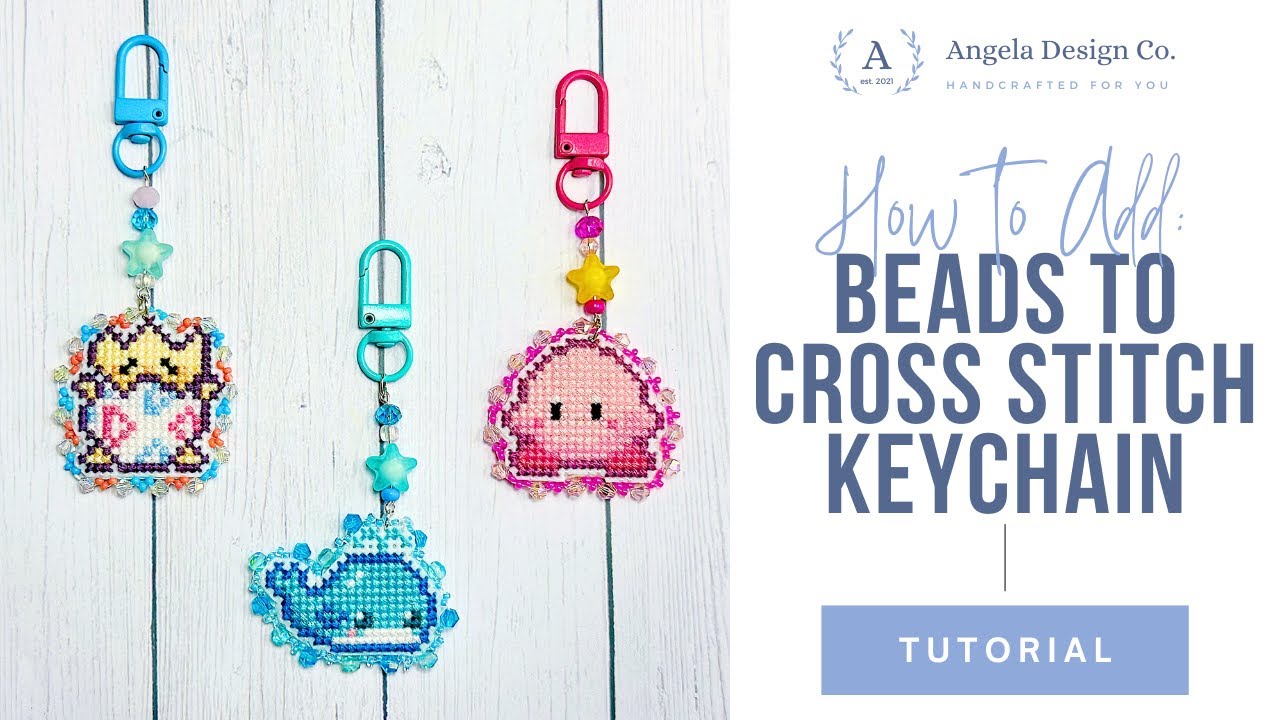 How to Finish a Cross Stitch Keychain with a Beaded Border | Step-by ...
