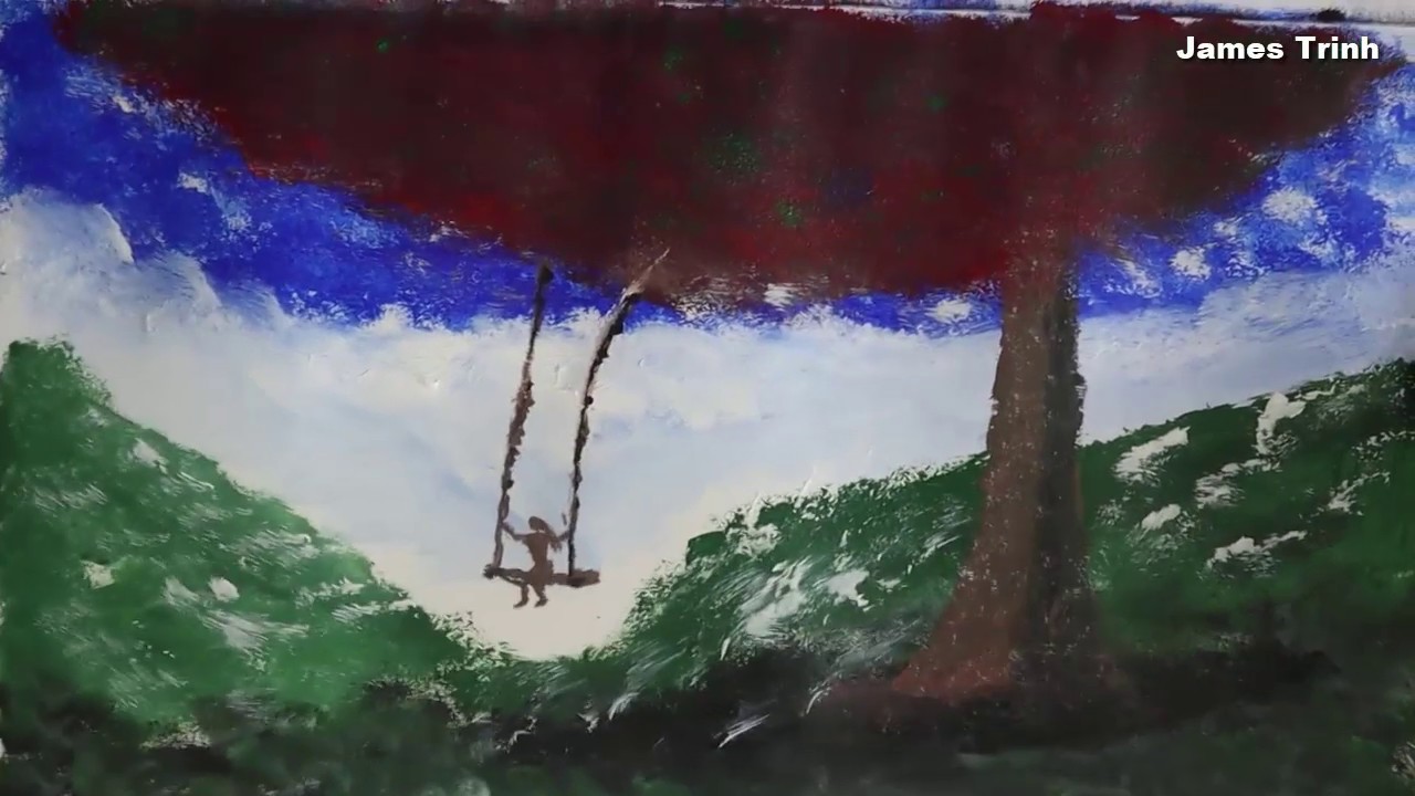 How to draw a girl on a swing / Aluminum painting technique #21 - YouTube