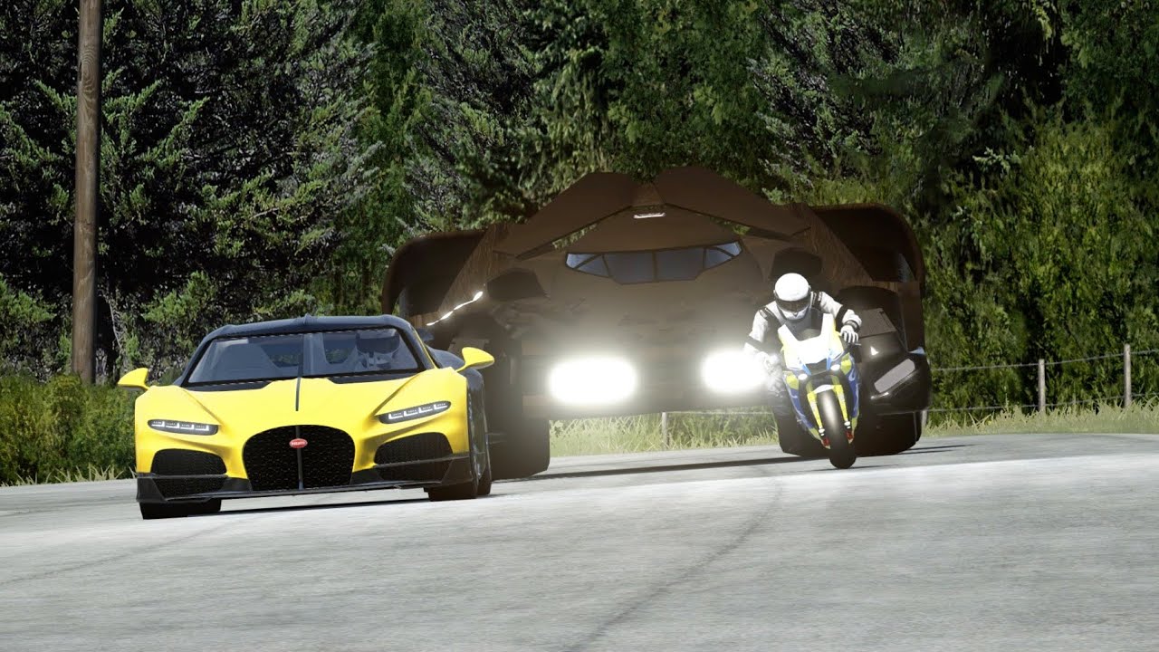 Yamaha R1 M Camel 2020 vs Bugatti Tourbillon vs Batmobile at Old SPA ...