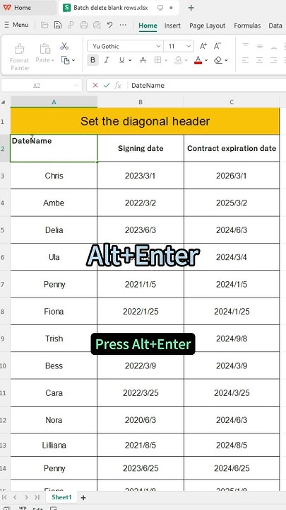 Diagonal header, let's learn about it~ #excel #dateformula #exceltips #excelhacks #dataextractor ...