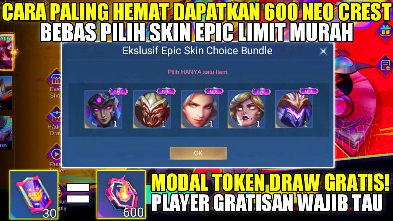 CARA PALING HEMAT DAPATKAN 600 NEO CREST! BEBAS PILIH SKIN EPIC LIMIT ...