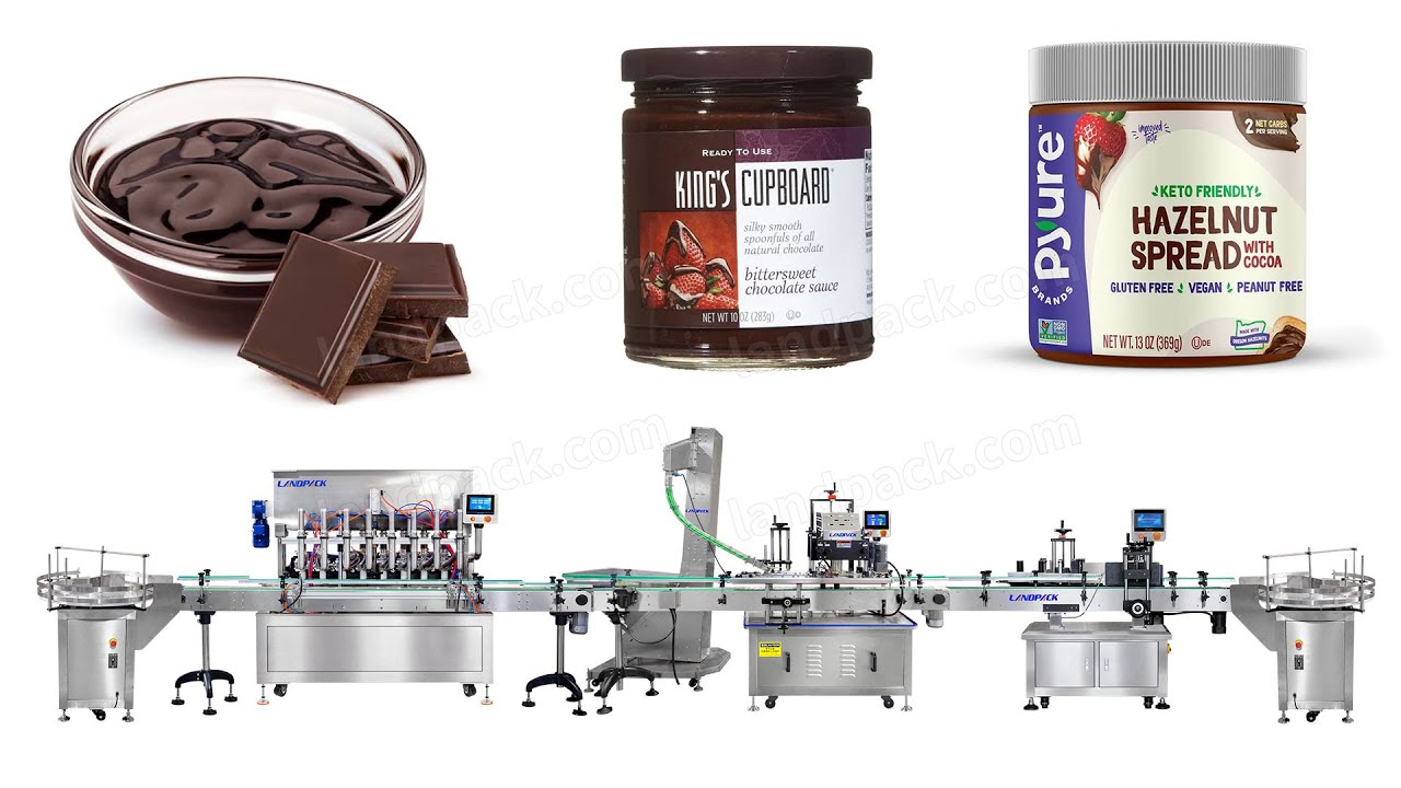 Automatic Chocolate Sauce Filling And Capping Machine Line - YouTube