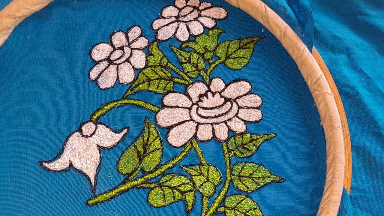 Easy black & white flower design | Normal machine work/easy flower ...