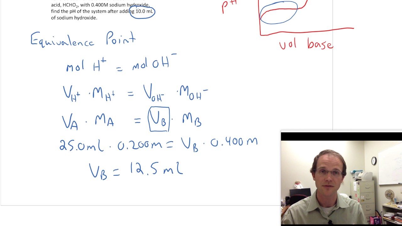 Finding the pH during titration of a weak acid with a strong base, before the equivalence point ...