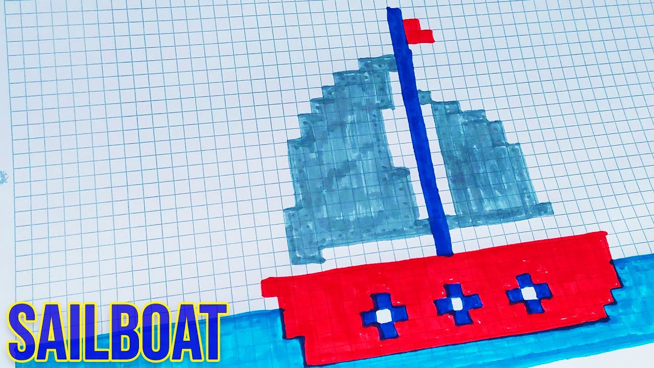How to Draw Sailboat - Drawing Sailing Boat - Handmade Pixel Art - YouTube