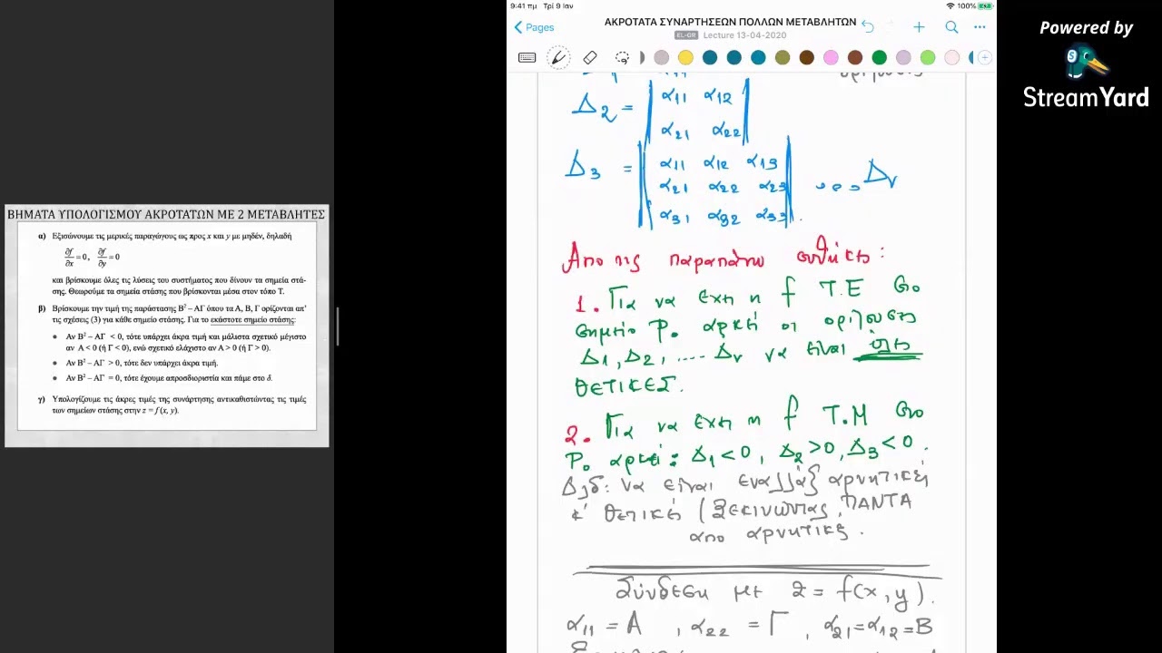 Mathematics II - Lecture 7: Extrema of Multivariable Fuctions - YouTube
