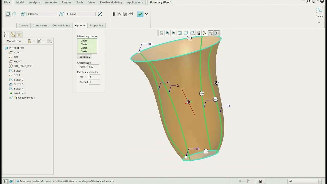 Boundary blend in creo - Basic - YouTube
