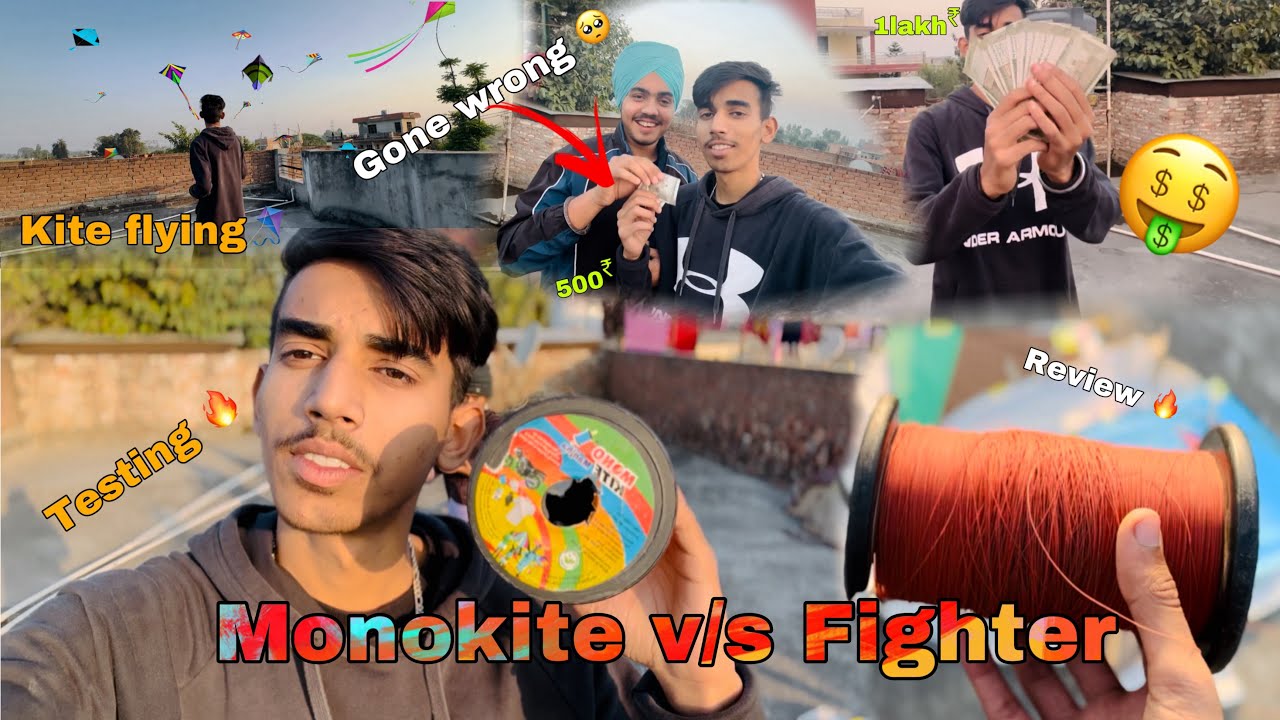🔥Monokite v/s Monokite Fighter Testing😨|| review Best gattu for kite ...