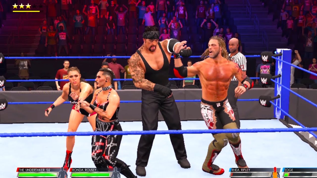 Undertaker & Ronda Rousey vs Edge & Rhe Ripley | WWE | WWE 2K22 | WWE ...