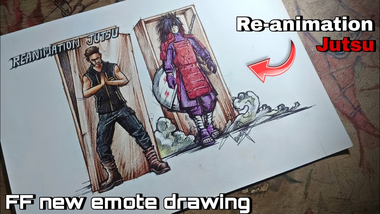 How to draw Re-animation Jutsu emote || FF new emote drawing - YouTube