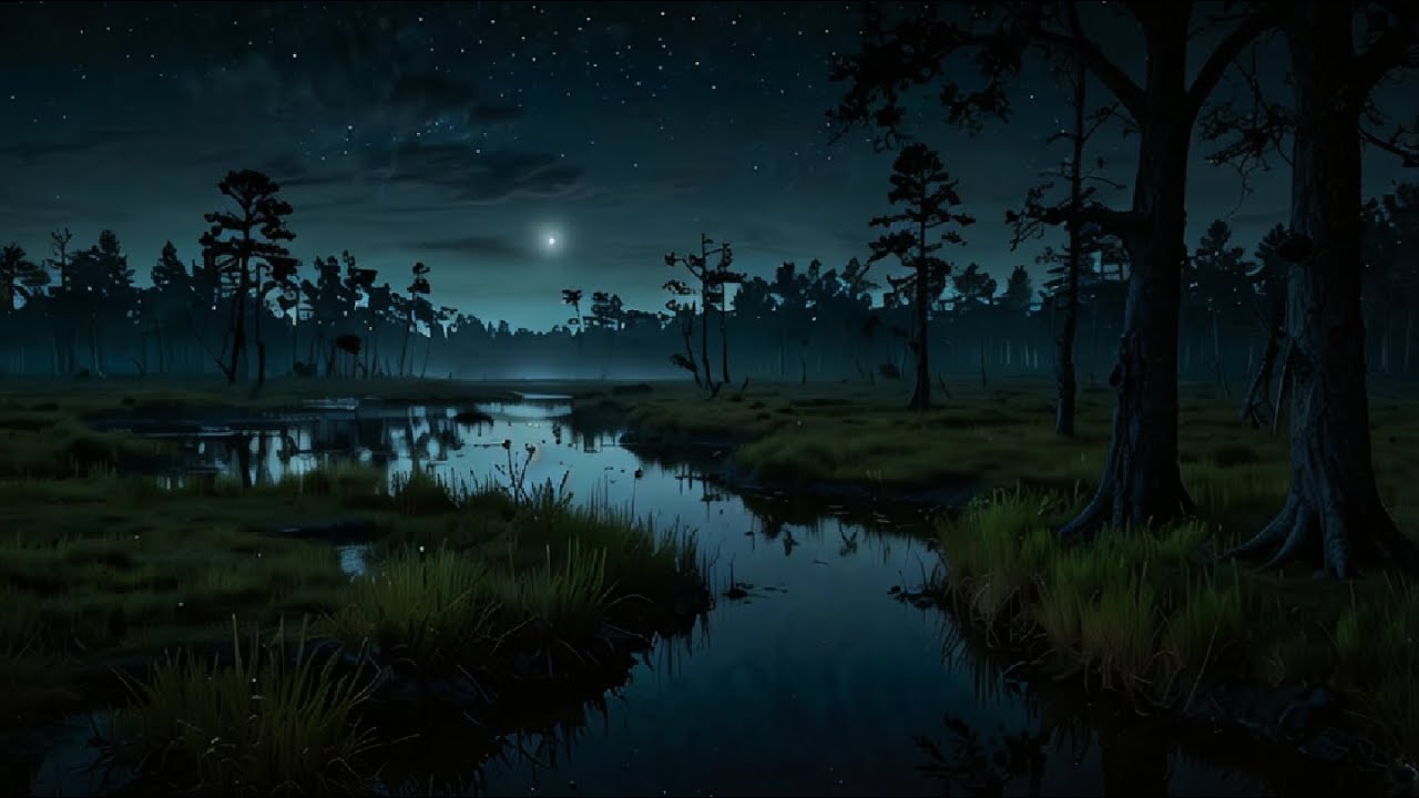 Relaxing Sleep Sounds (Swamp Sounds At Night) - Frogs, Crickets, Nature ...