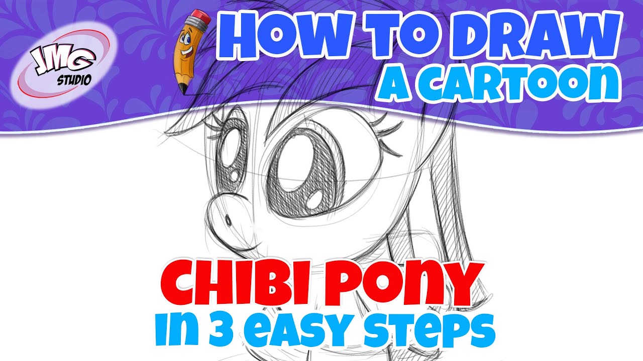 How To Draw a cute cartoon pony in 3 easy steps - YouTube