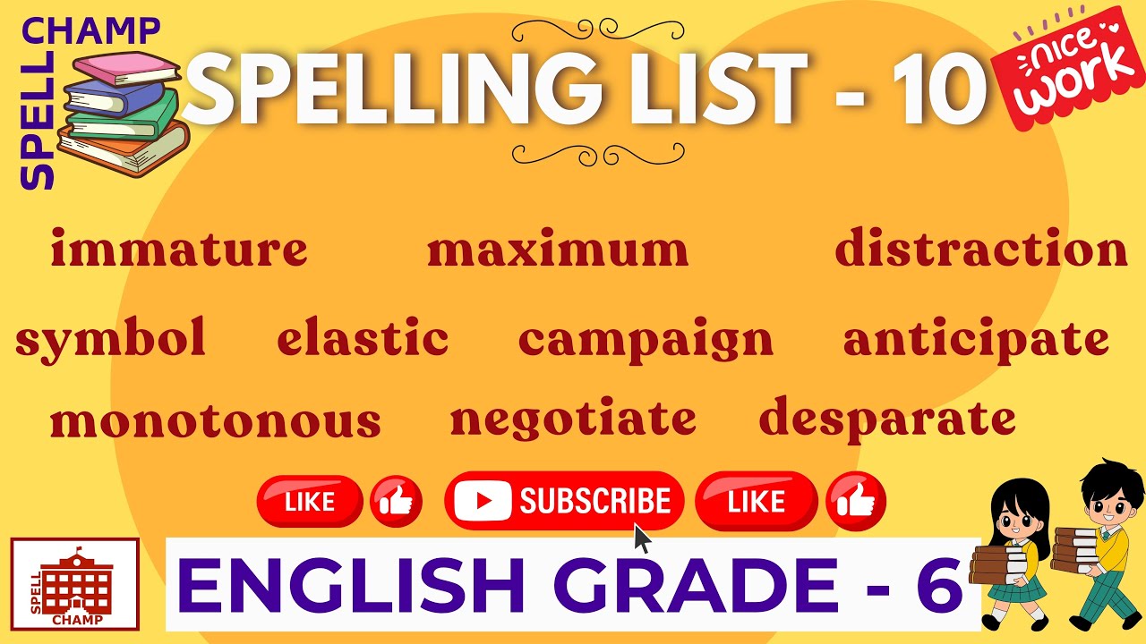 English Grade 6 Spelling List 10 - YouTube