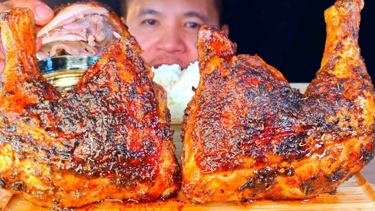 ROASTED HONEY GLAIZED ROSEMARY GARLIC CHICKEN MUKBANG DELICIOUS RECIPE BROTHER AND SISTERS ...