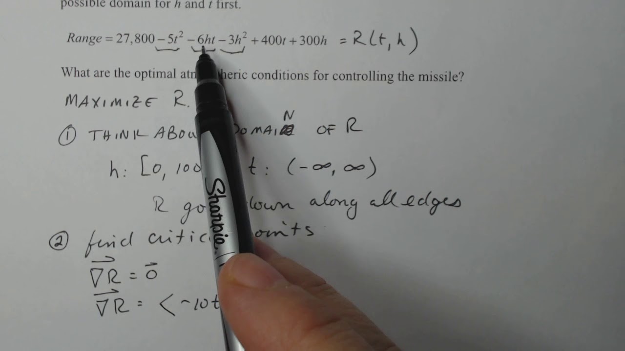 Calculus 3: Unconstrained Optimization (Missile) Part 1 - YouTube