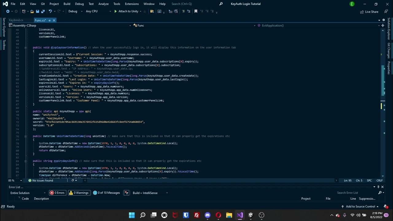 Unity User Register (Without License) System Tutorial - KeyAuth Authentication (Part 2) - YouTube