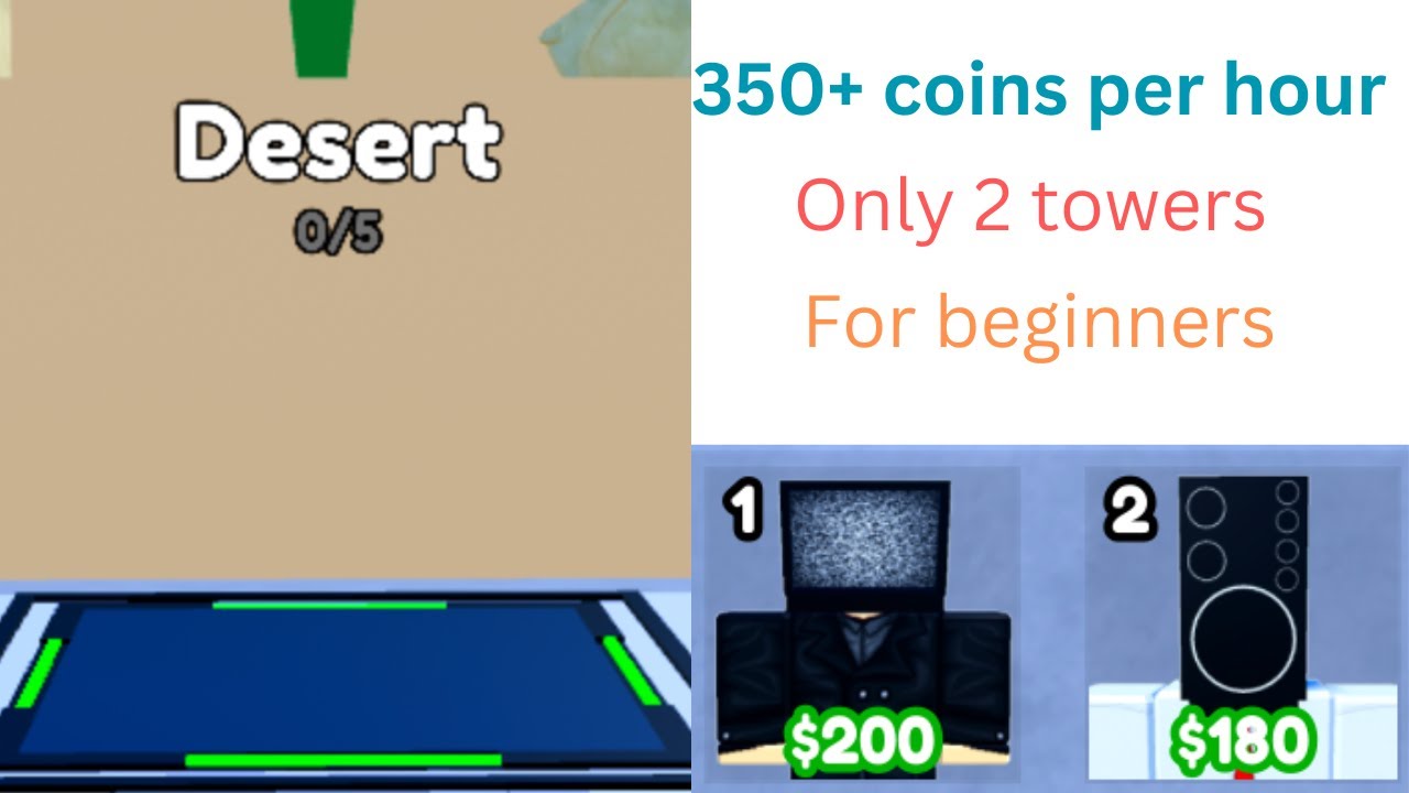 Toilet tower defense 350+ coins per hour guide for beginners - YouTube