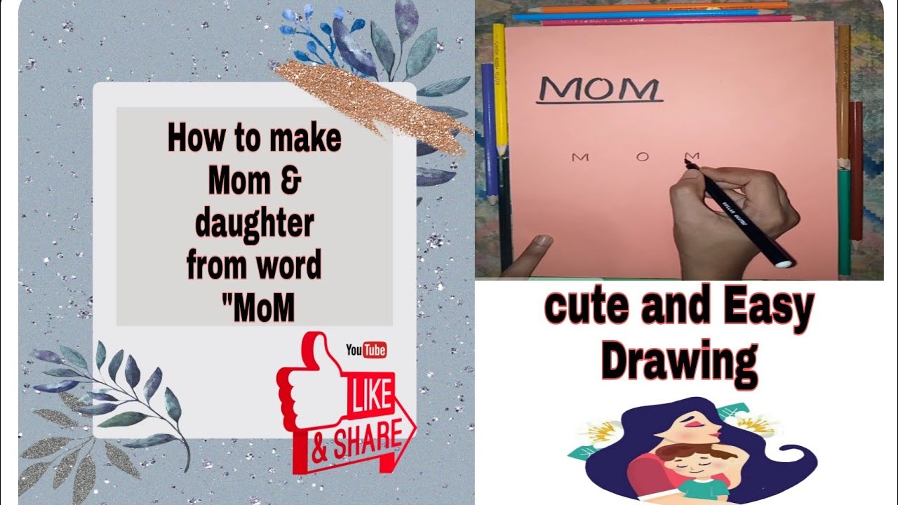 How to turn word MOM into cartoon l easy Drawing step by step l Drawing ...