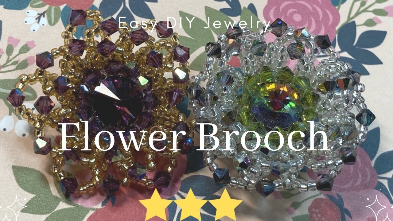 Easy DIY Jewelry: Chaton Seed Crystal Flower Brooch / Chaton Beaded ...