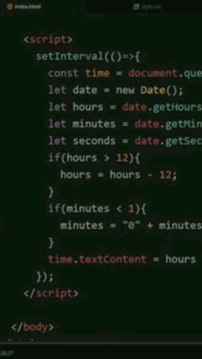 Digital clock using html, css, javascript|#shorts #code #html #css #javascript #shortviral # ...