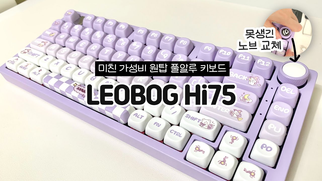 가성비 폼떡 키보드 대명사 LEOBOG HI75💜ㅣ못생긴 노브 교체부터 풀알루에 저소음 고래축 교체까지👀ㅣ레오보그 황축 타건⌨ ...