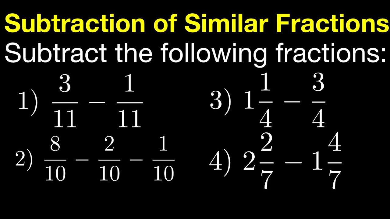 Subtraction of Similar Fractions - YouTube